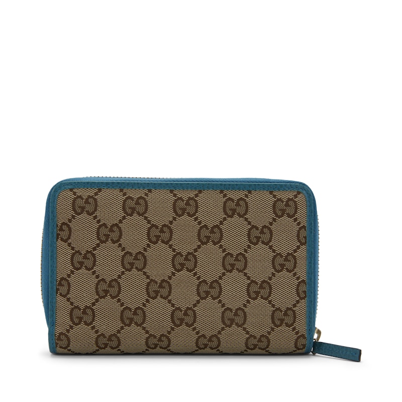 Gucci Zip Around Wallet GG Supreme Small Cobalt Lining in Canvas ...