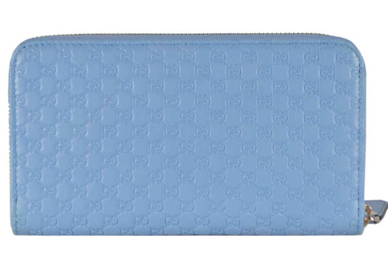 Gucci Zip Around Wallet MicroGuccissima Mineral Blue in Calfskin with ...
