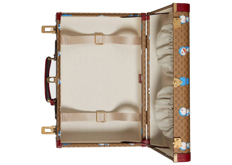Gucci x Doraemon Suitcase Medium Ebony/Beige in Canvas with Gold-tone