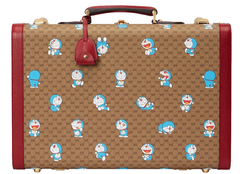 Gucci x Doraemon Suitcase Medium Ebony/Beige in Canvas with Gold-tone