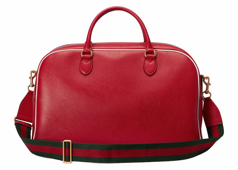 Gucci x adidas Large Duffle Bag Red in Leather with Gold-tone - US