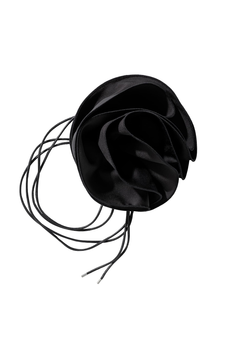 H&M x Magda Butrym Cord Necklace with Rose Applique Black in x Magda ...