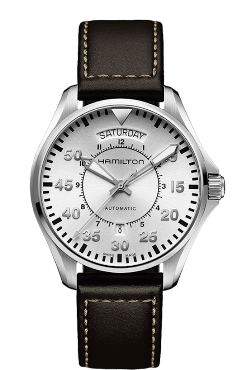 Hamilton Khaki Aviation Day Date Auto H64615555 42mm in Stainless steel ...