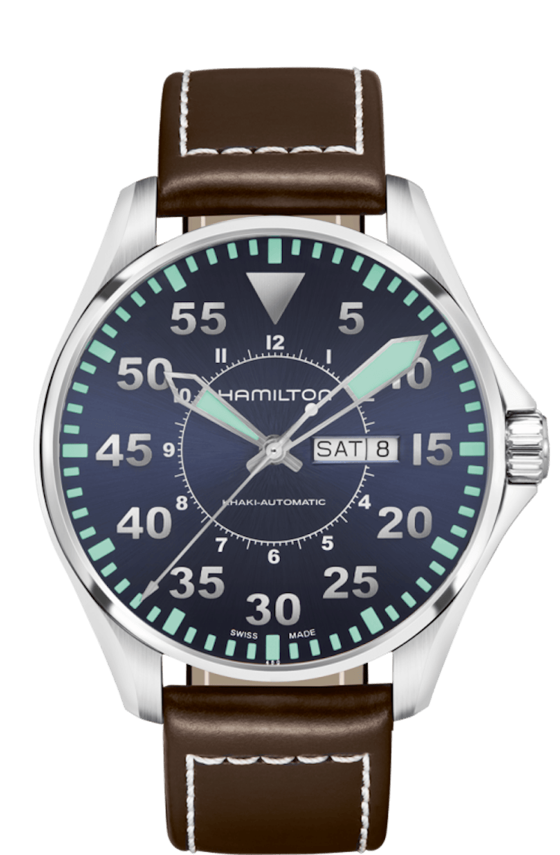 Hamilton Khaki Aviation Day Date Auto H64715545 46mm in Stainless Steel ...