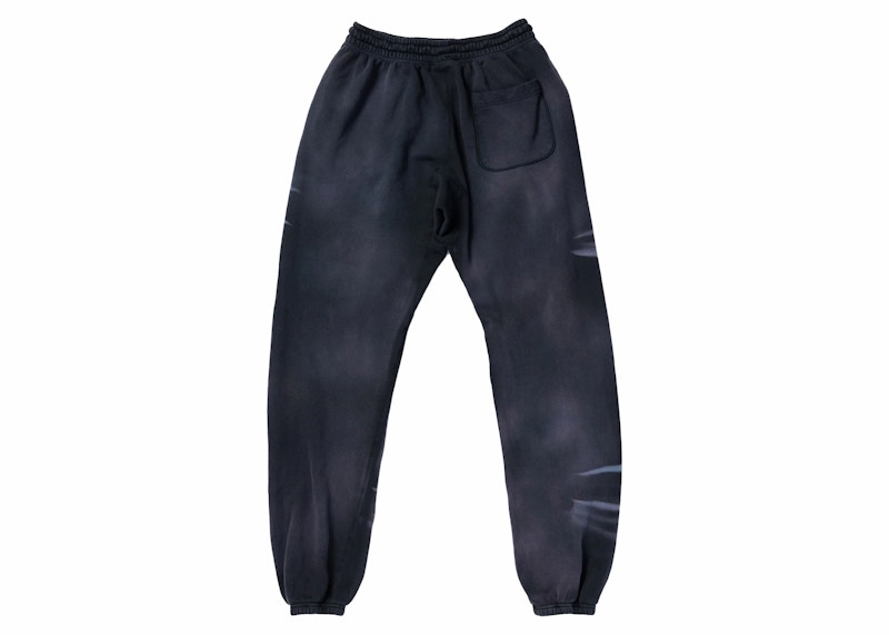 Hellstar Airbrushed Skull Closed Elastic Bottom Sweatpants Midnight Dye ...