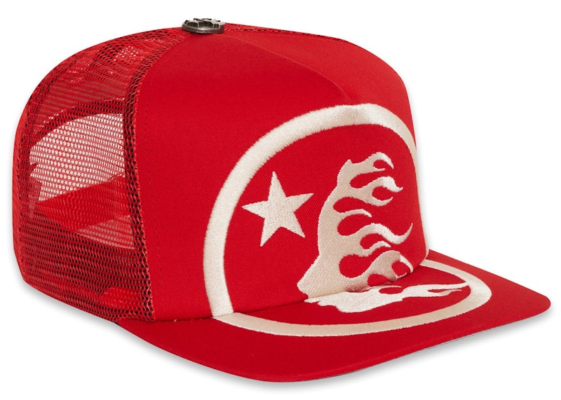 Hellstar Big Logo Trucker Snapback Hat Red 남성 - SS24 - KR