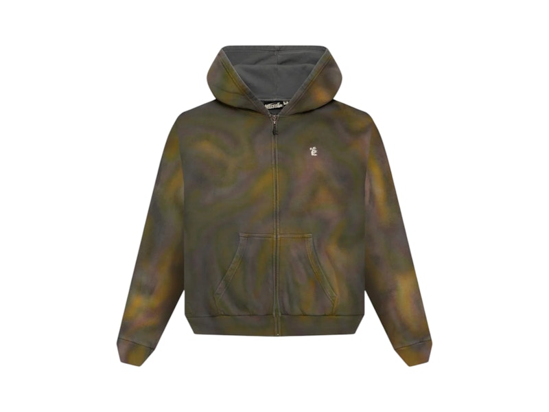 Hellstar Classic Logo Airbrush Zip-Up Green Men's - FW24 - US