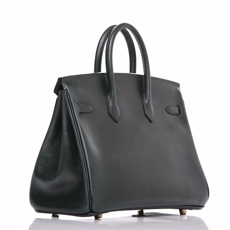 Hermes Birkin Box 25 Vert Fonce in Leather with Gold-tone