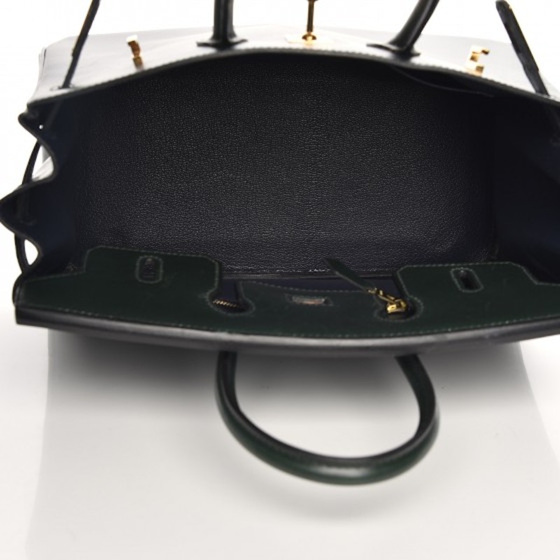 Hermes Birkin Box 25 Vert Fonce in Leather with Gold-tone - US