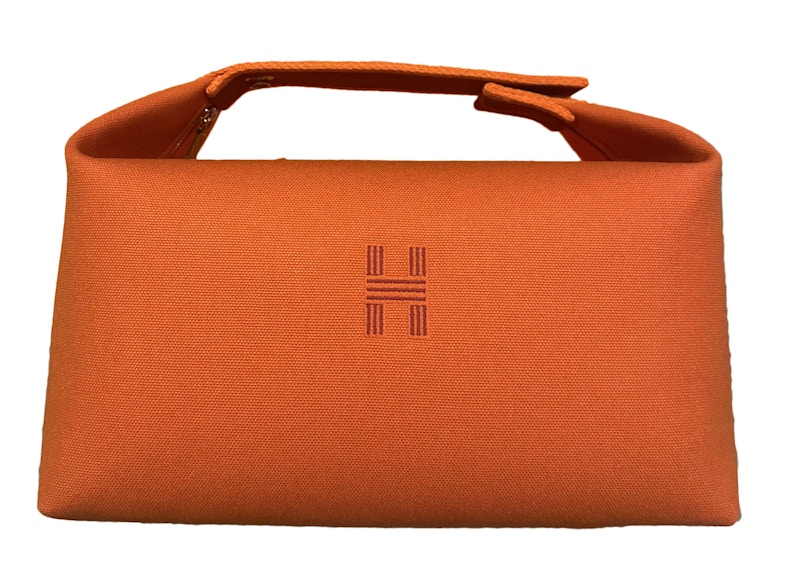 Hermes Case Bride-a-Brac Large Orange Feu in Cotton with Silver-tone - US