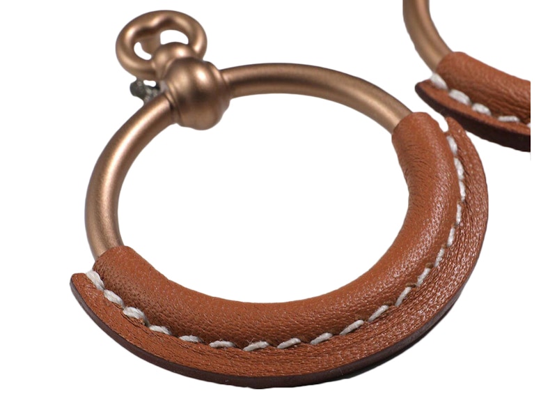 Hermes Earrings Small Model Loop Gold in Leather - US