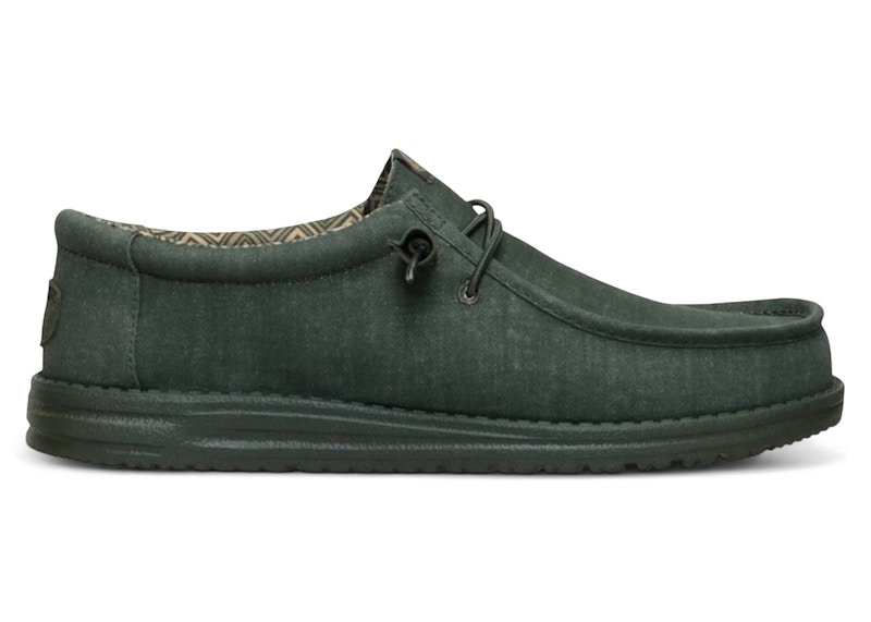 Hey Dude Wally Stretch Canvas Deep Green Men's - 40700-3TJ - US