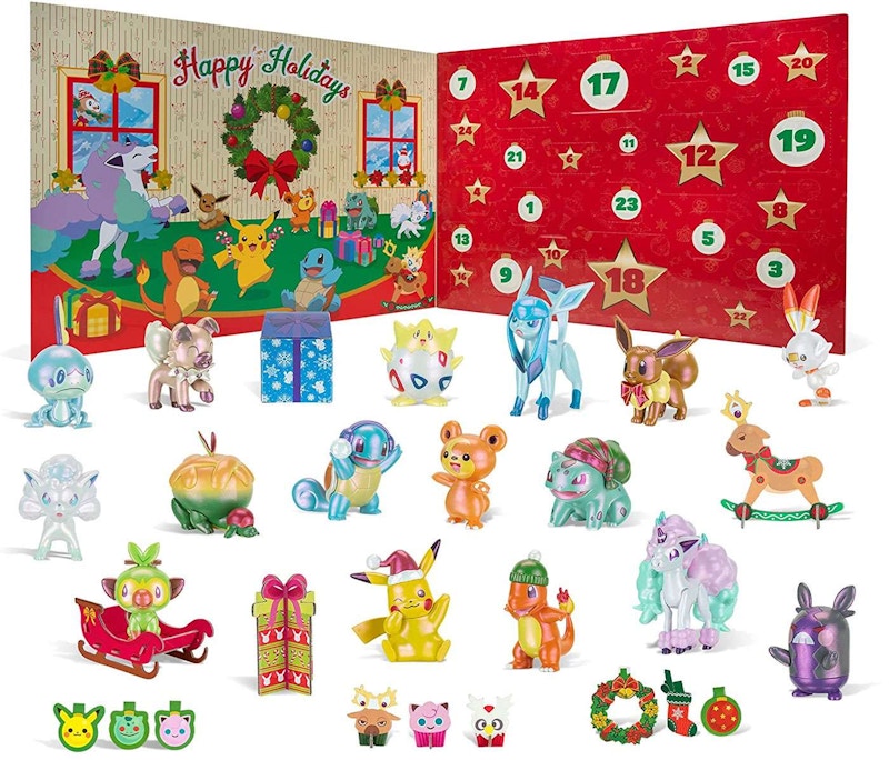 Jazwares Pokemon 2021 Holiday Advent Calendar 16 Mini Figures, Lights ...