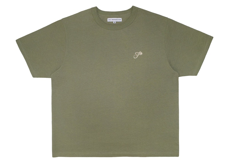 Joe Freshgoods J Flower Embroidered Logo T-shirt Light Olive Green Men ...