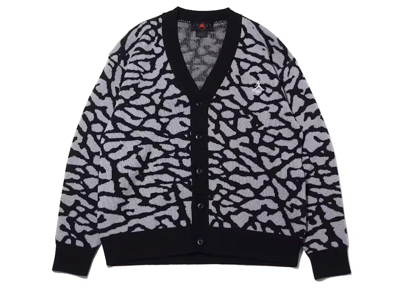 Jordan Fight Heritage Knit Cardigan (Asia Sizing) Black Cement Grey Men ...