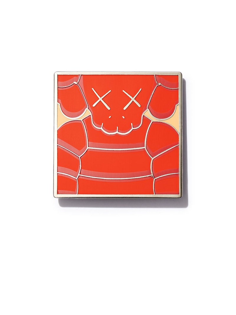 KAWS Brooklyn Museum WHAT PARTY Square Pin Orange - US