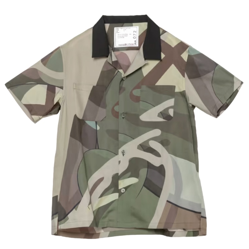 KAWS x Sacai Kids Camo Button Shirt Green - FW21