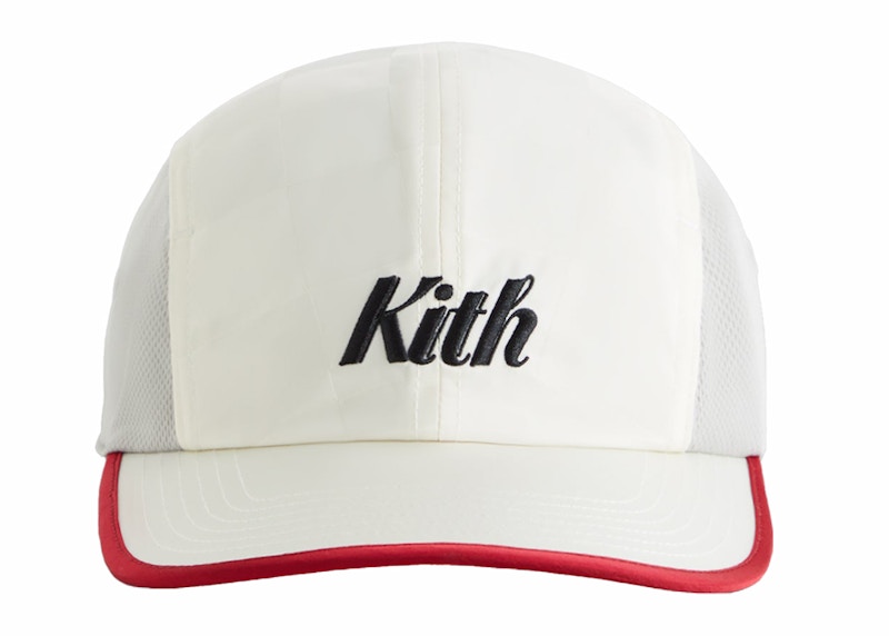 Kith Checkered Satin Griffey Camper Hat Sandrift Men's - SS24 - US
