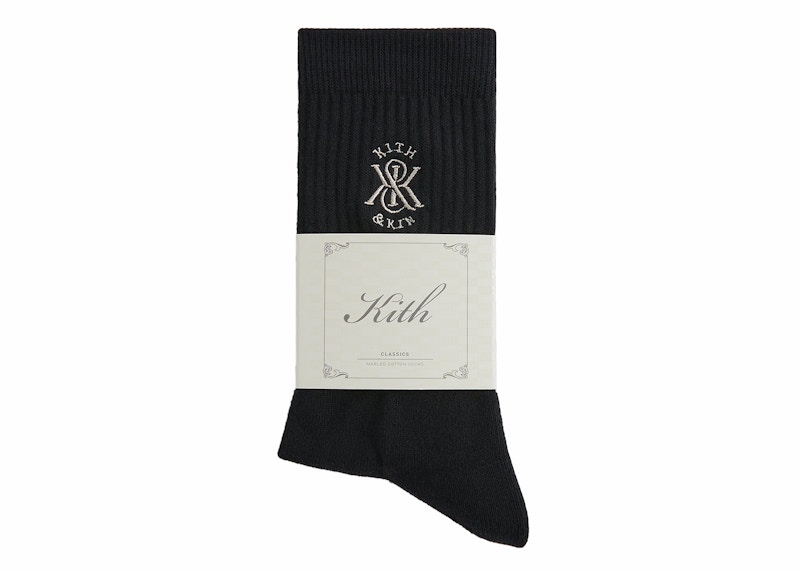 Kith Crest Crew Cotton Socks Black Men's - SS24 - US
