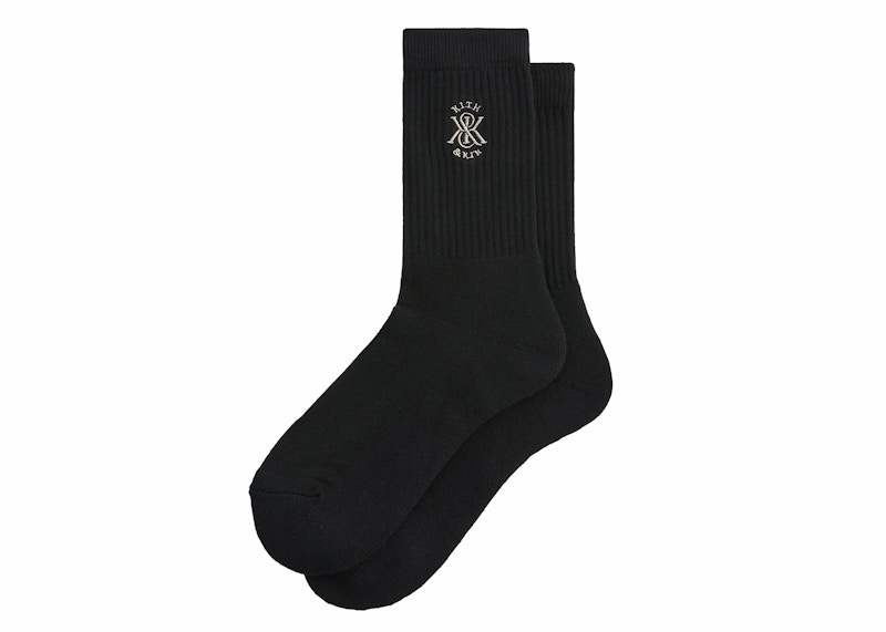 Kith Crest Crew Cotton Socks Black Men's - SS24 - US