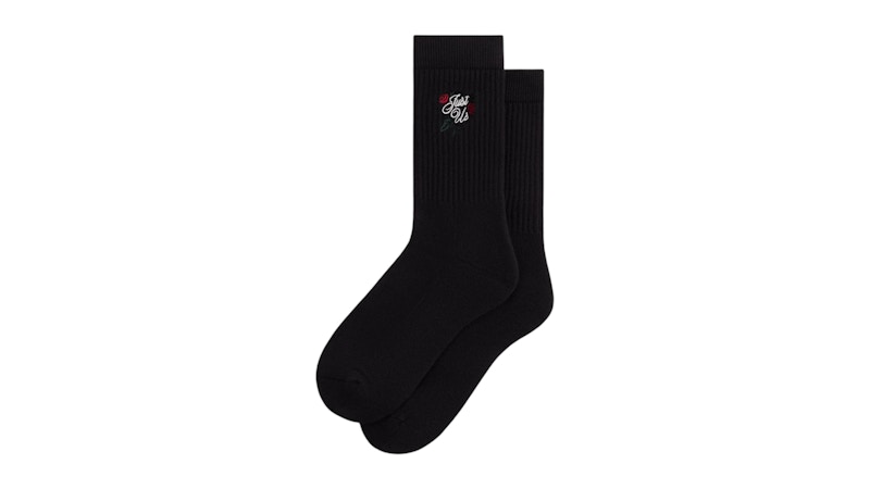 Kith Embroidered Rose Crew Socks Black Men's - FW25 - US