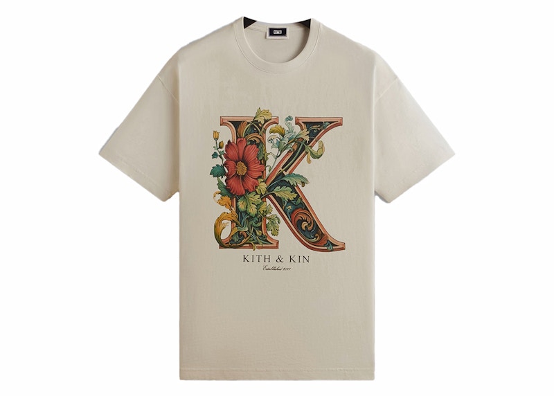Kith Floral K Vintage Tee Sandrift Men's - SS24 - US