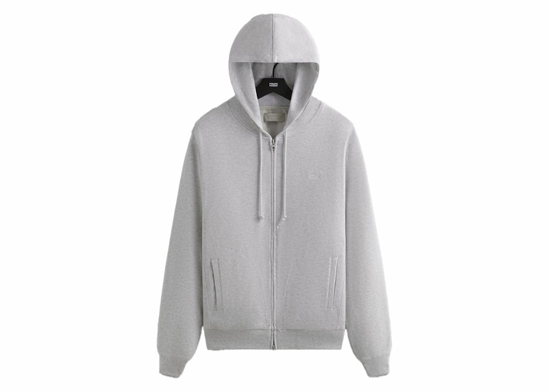 Kith Interlock Williams V Full Zip Hoodie Light Heather Grey Men's ...