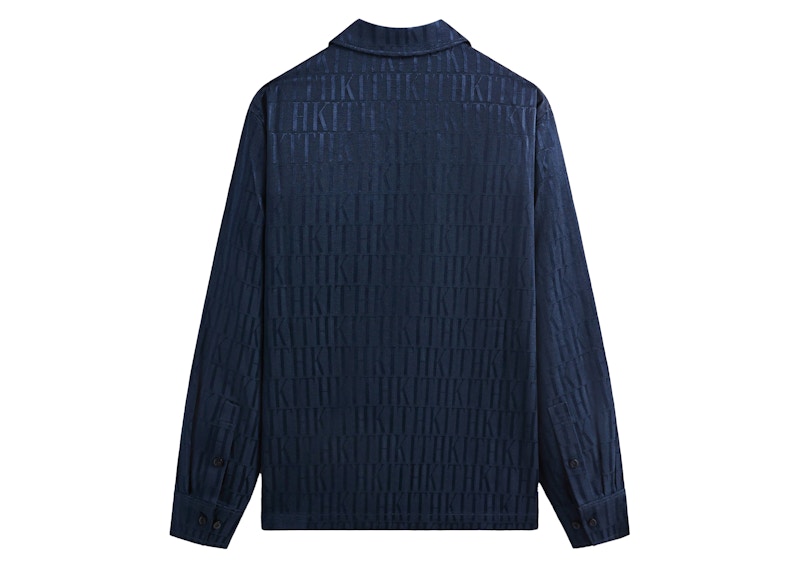Kith Jacquard Faille Long Sleeve Boxy Collared Overshirt Nocturnal Men ...