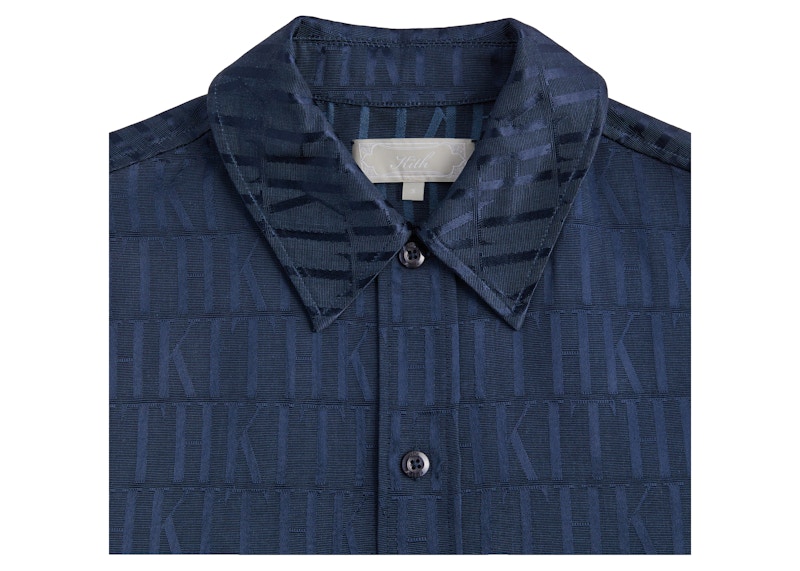 Kith Jacquard Faille Long Sleeve Boxy Collared Overshirt Nocturnal Men ...
