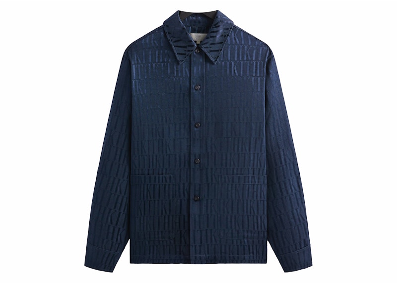 Kith Jacquard Faille Long Sleeve Boxy Collared Overshirt Nocturnal Men ...