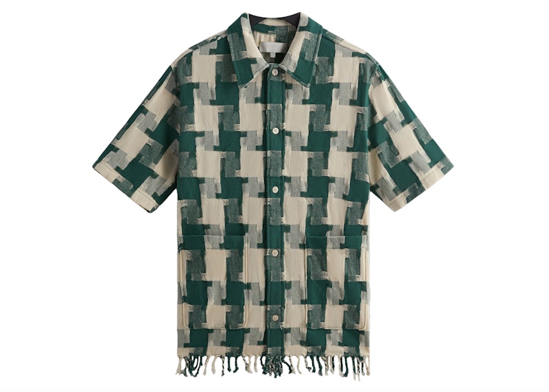Kith Jumbo Houndstooth Boxy Collared Overshirt Conifer Men's - SS24 - US