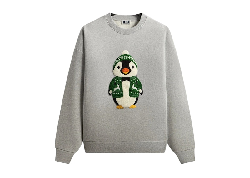 Kith Kithmas Penguin Nelson Crewneck Medium Heather Grey Men's - FW25 - US