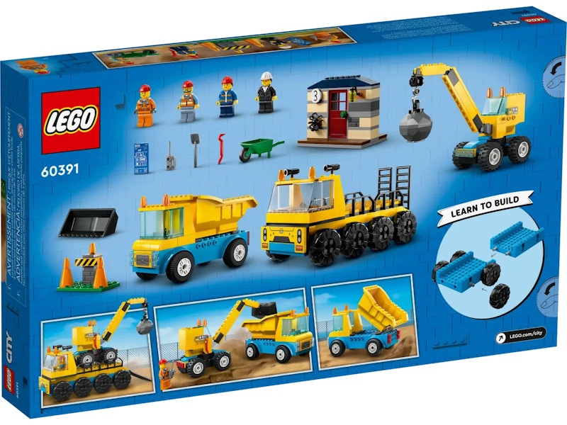 LEGO City Construction Trucks and Wrecking Ball Crane Set 60391 - US