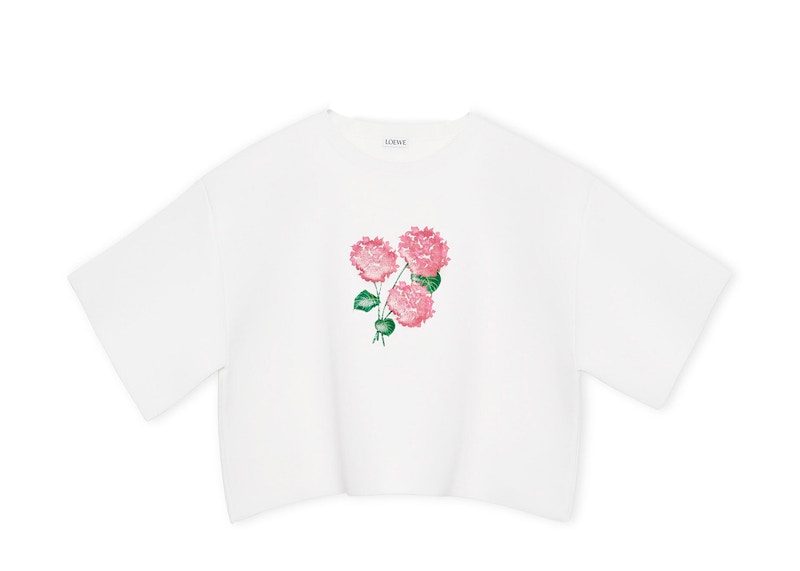 LOEWE Cropped Flower Viscose Cotton Blend Sweater Optic White - SS23 - US