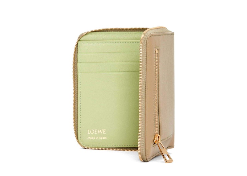 LOEWE Knot Compact Zip Wallet in Shiny Nappa Calfskin Clay Green/Lime ...