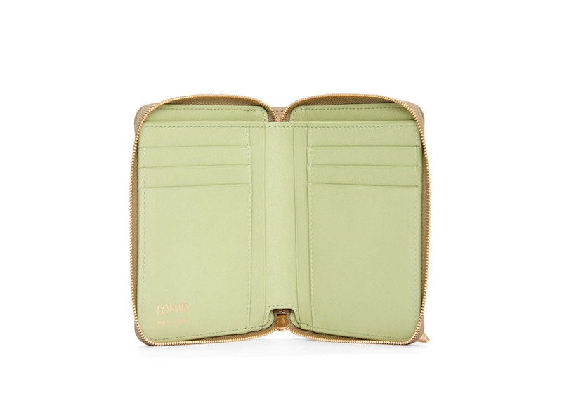 LOEWE Knot Compact Zip Wallet in Shiny Nappa Calfskin Clay Green/Lime ...