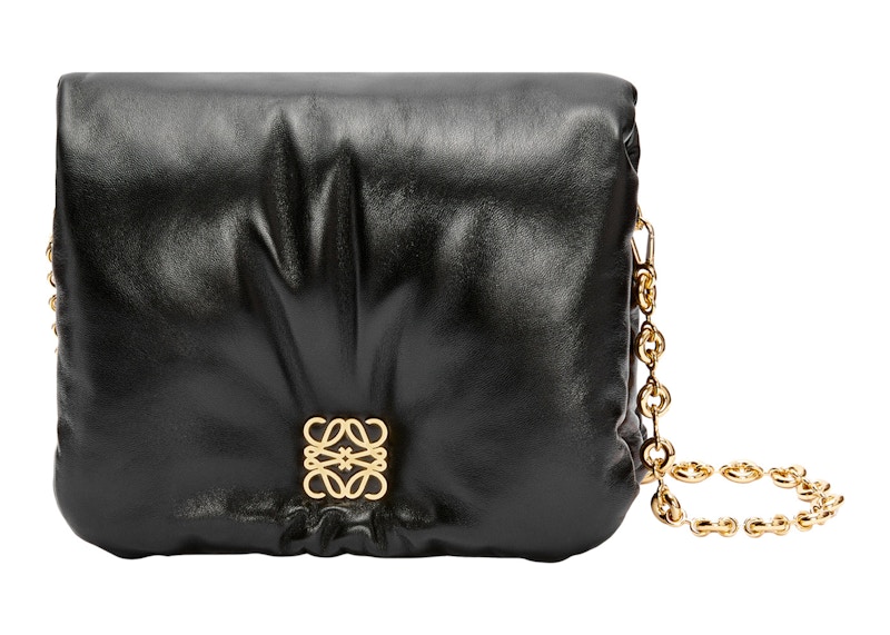 LOEWE Puffer Goya Shoulder Bag Black in Shiny Nappa Lambskin Leather ...