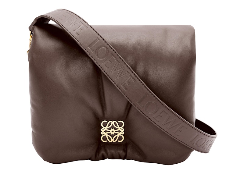 LOEWE Puffer Goya Shoulder Bag Dark Chocolate in Shiny Nappa Lambskin ...