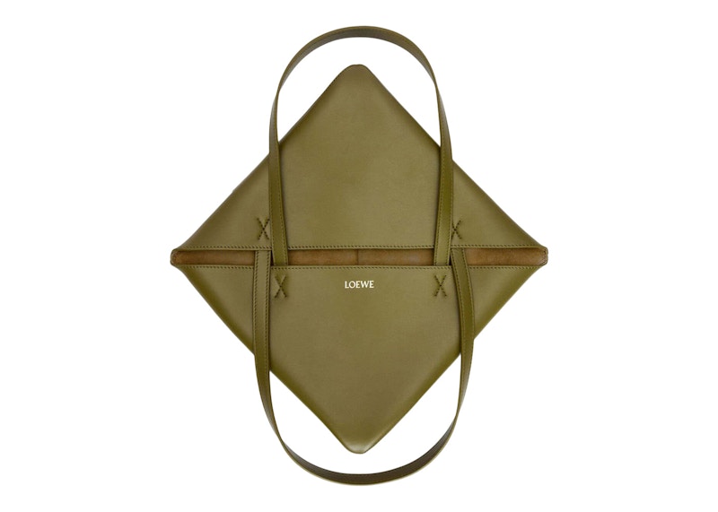 LOEWE Puzzle Fold Tote in Shiny Calfskin Olive Green/Khaki Green in ...