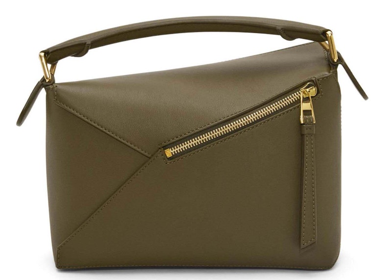 LOEWE Small Puzzle Bag In Classic Calfskin Dark Khaki Green in Leather - US