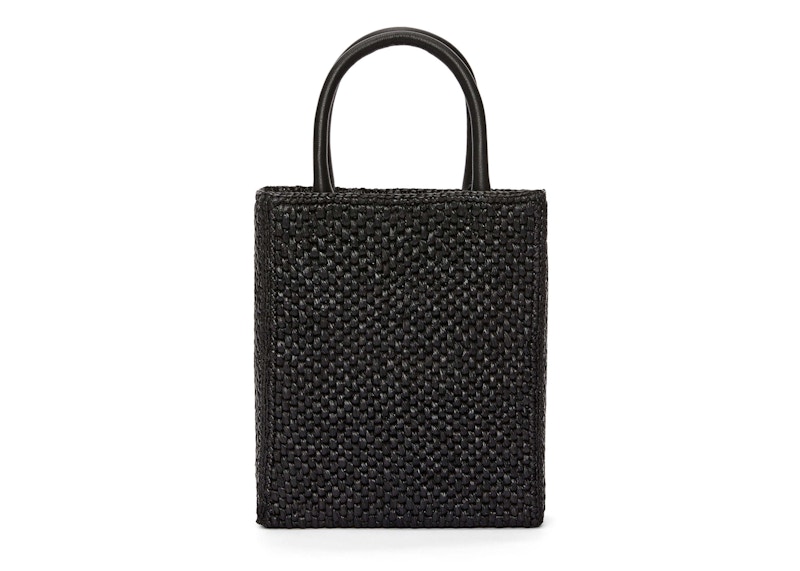 LOEWE Standard A5 Tote Bag In Raffia Black/White in Raffia with Gold ...
