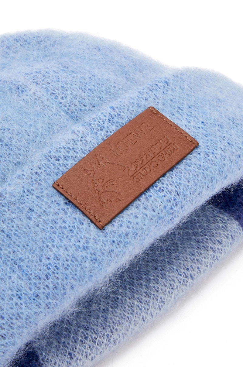 LOEWE x Howls Calcifer Beanie In Mohair And Wool Blend Blue/Light Blue ...
