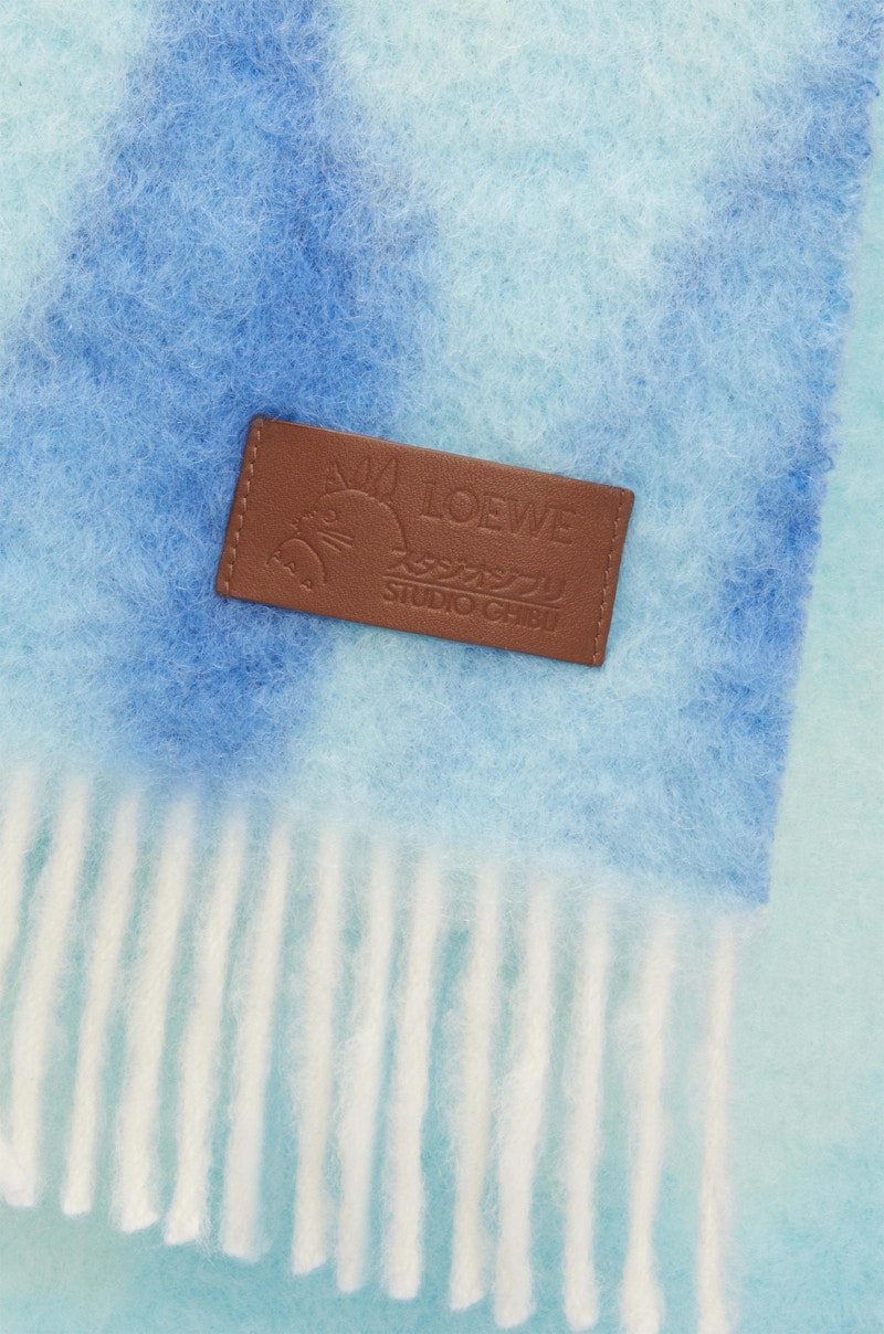 LOEWE x Howls Calcifer Scarf In Mohair And Wool Blend Blue/Light Blue ...