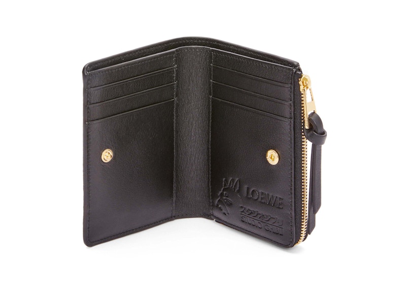 LOEWE x Howls Calcifer Slim Zip Bifold Wallet In Satin Calfskin Black ...