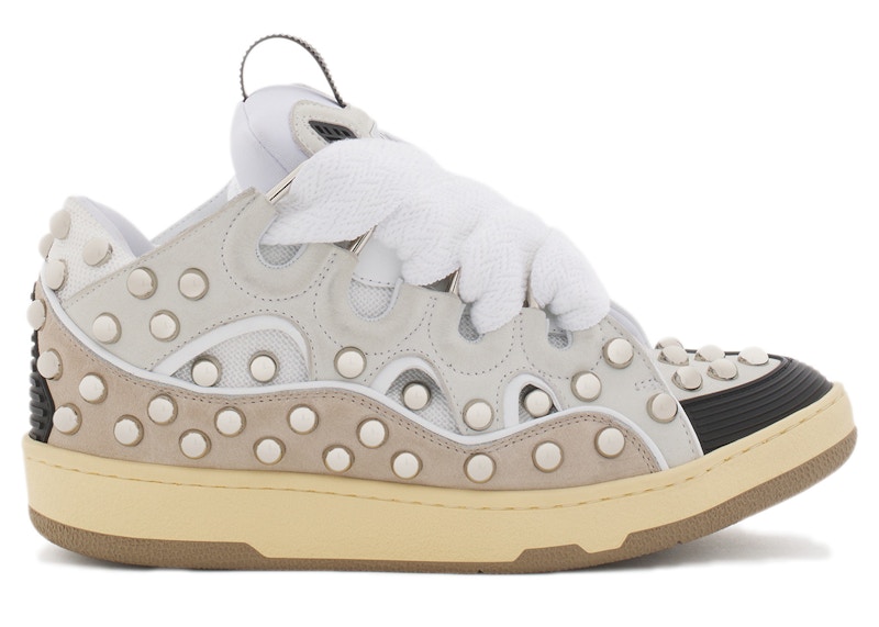 Lanvin Studded Leather Curb Sneaker White (Women's) - FWSKDK02TCAH2300 - US