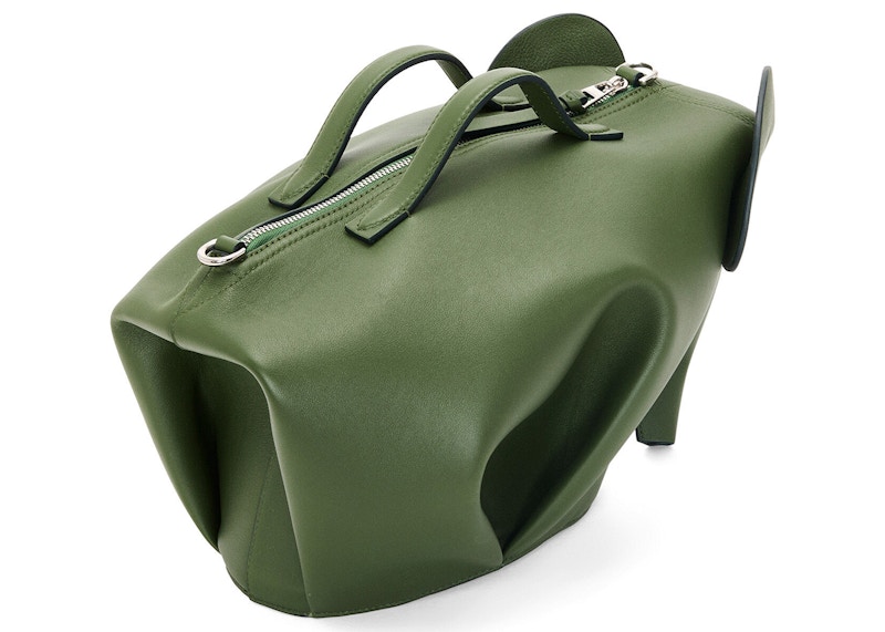 LOEWE Elephant Bag Large Hunter Green in Leather with Silver-tone - US