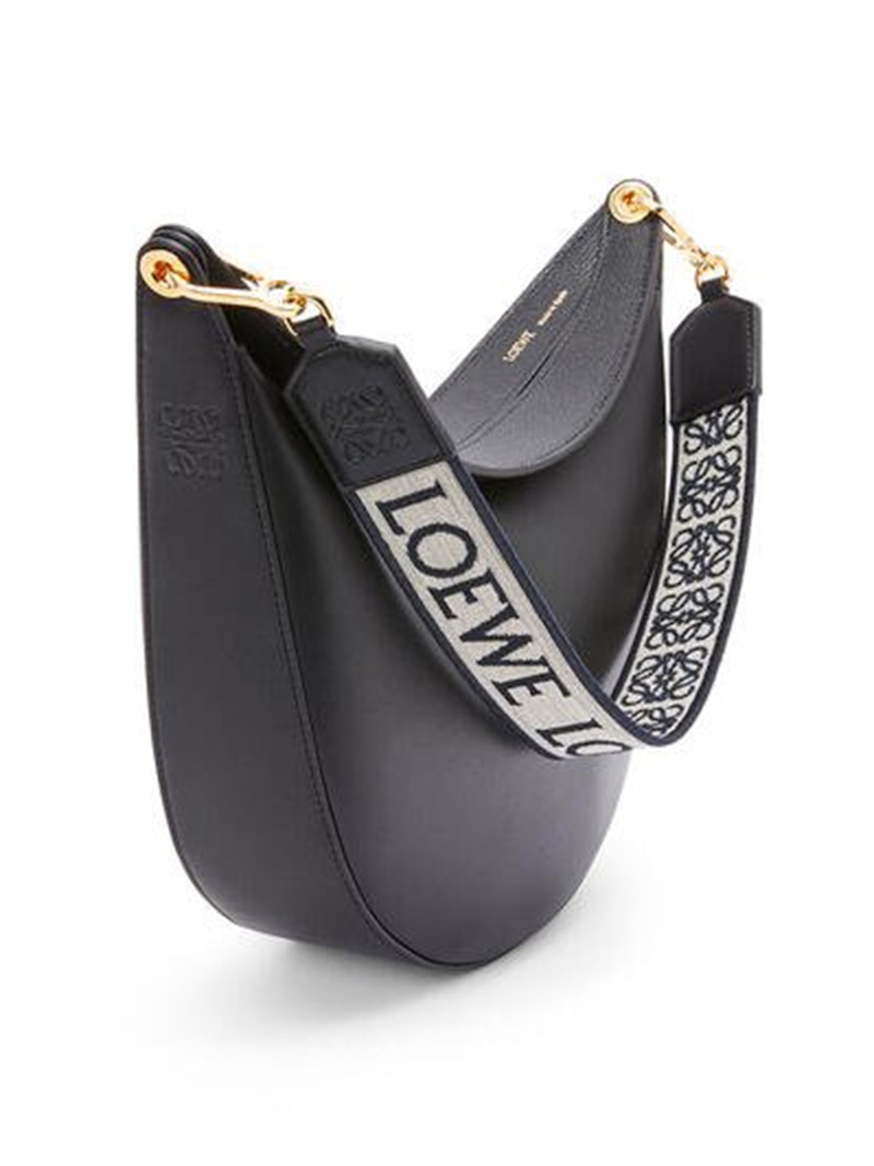 LOEWE Luna Shoulder Bag Black in Satin Calfskin Leather with Gold-tone - US