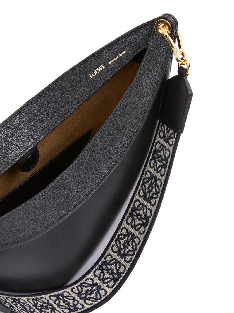 LOEWE Luna Shoulder Bag Black in Satin Calfskin Leather with Gold-tone - US