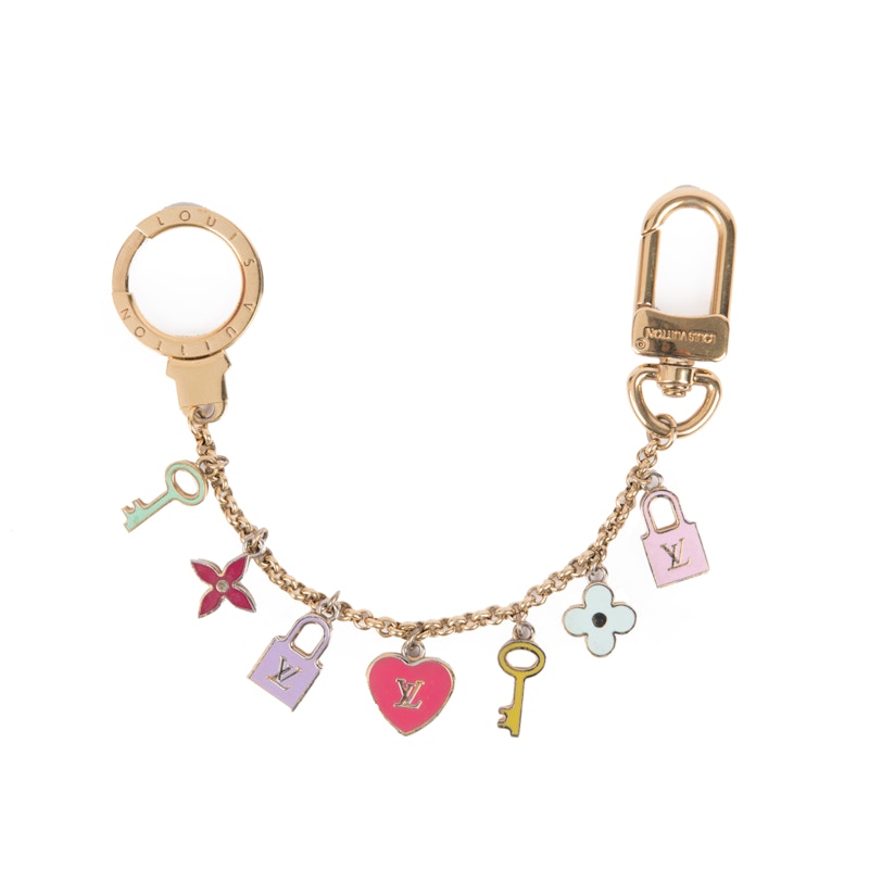 Louis Vuitton Bag Charm Key Chain Holder Pretty Charm Pink Multicolor ...
