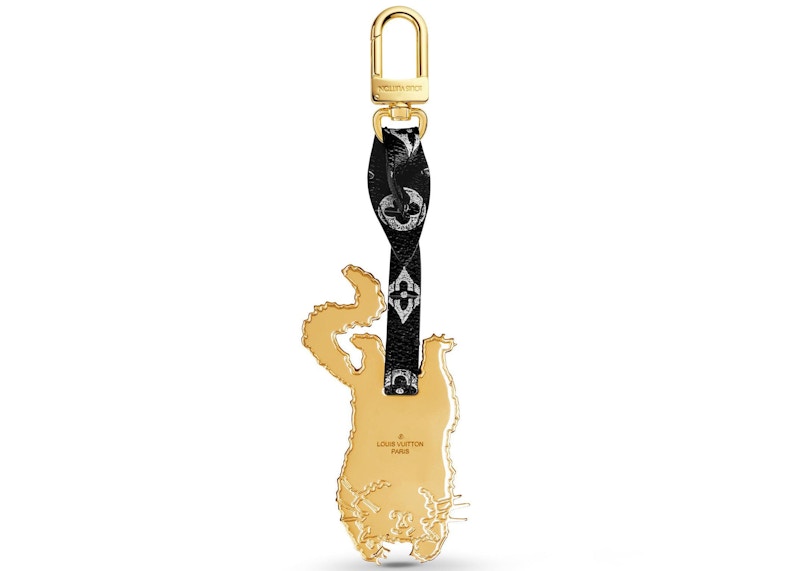 Louis Vuitton Bag Charm and Key Holder Flying Cat Catogram Gold in ...